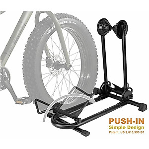 BikeHand Bicycle Floor Parking Rack Stand - for Mountain MTB & Road or Fat Bikes Indoor Outdoor Garage Storage - Max Tire Width 5" (2)