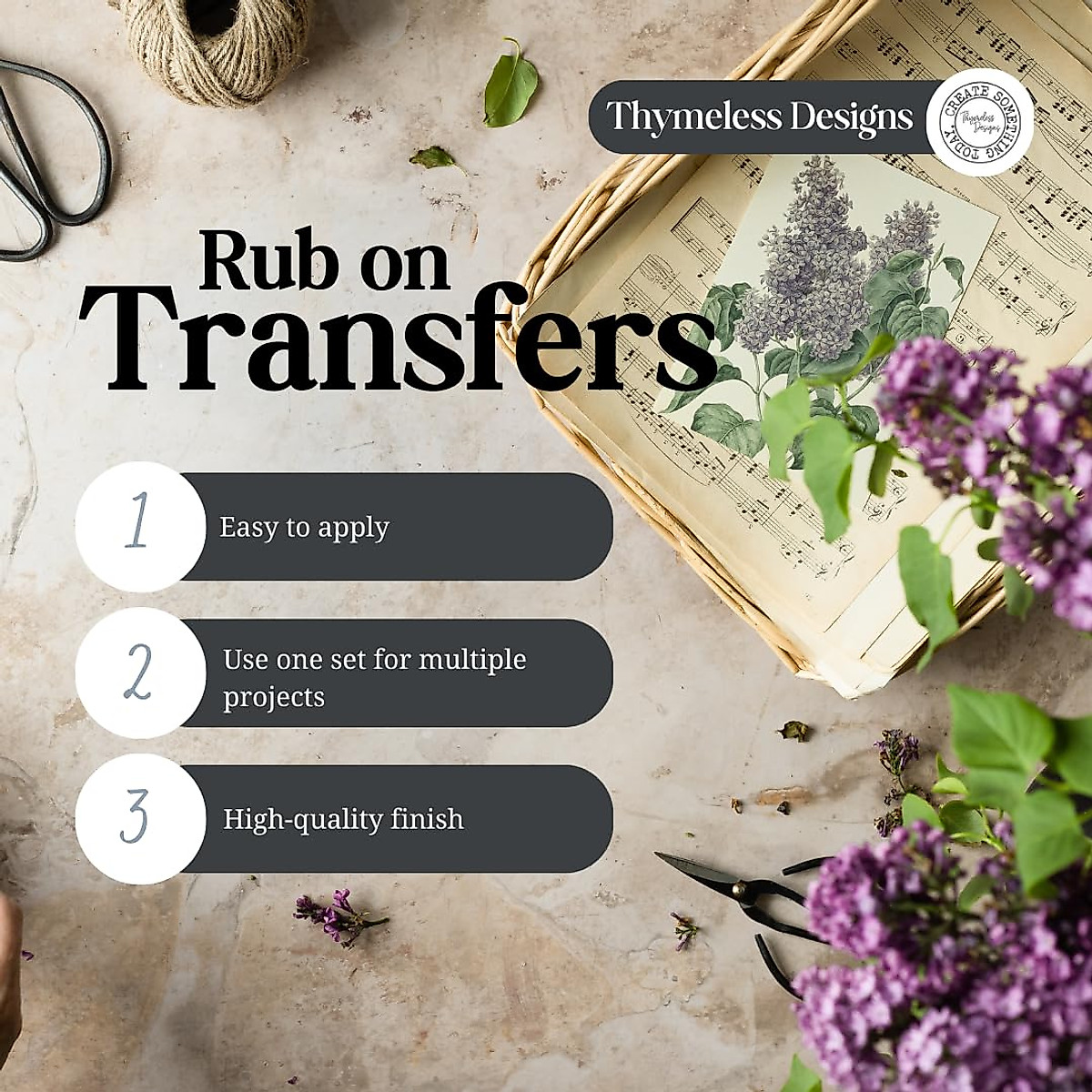 Rub on Transfers for Furniture and Crafts | 3 Design Sheets 11” x 17” Each | Home Décor Transfers | Furniture and Craft Decals | by Thymeless Designs (Spring in Marseille)