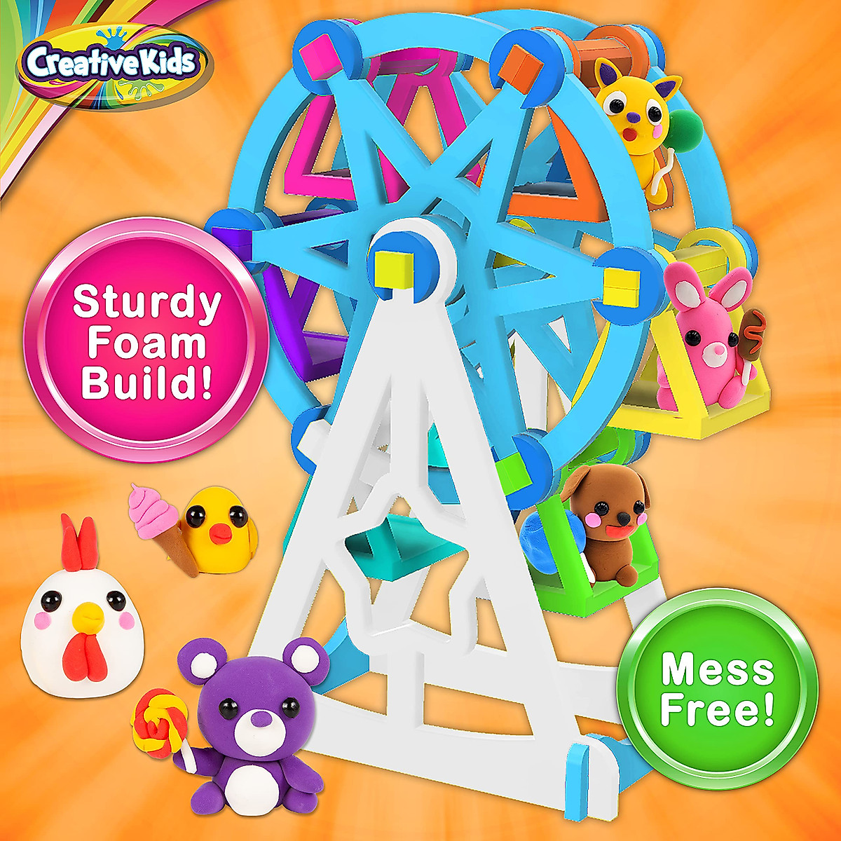 Creative Kids Air Dry Clay Ferris Wheel Kit - Easy Modeling 7+ Clay Characters- Includes 8 Clay Colors, Art Supplies and Sculpting Tool- Arts & Crafts Birthday Gift for Boys and Girls 6+ Years Old