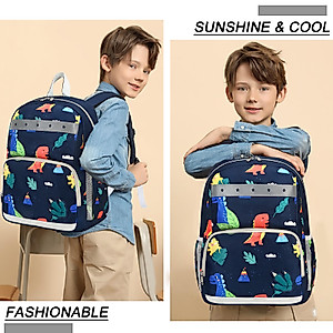 LOIDOU Kids Backpack Boys Kindergarten Preschool Backpacks Toddler School Bag Bookbag 16 Inch Dinosaur Backpacks for Kids 5+
