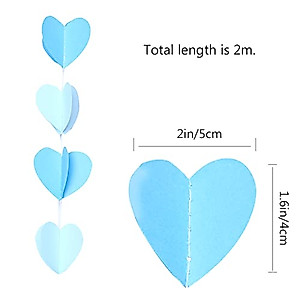 Abaodam 3pcs Dark for Light Banner Party Shape Festival Hanging Decoration Bunting Birthday Heart Blue Streamers Wall Supplies Wedding Event Ornaments Paper Blue+ M Love Garland