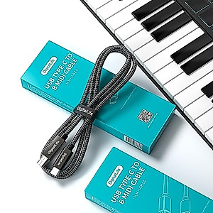 DigitalLife 2m USB Type C to B MIDI Interface Converter Cable, Compatible with Windows 11 / macOS 14 Sonoma (Metal, Nylon Braided)