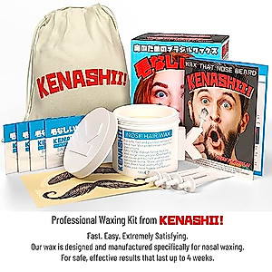 Nose Wax Kit | 100 g Wax, 24 Applicators | The Original and Best Nose and Ear Hair Removal Kit from Kenashii | Nasal Waxing For Men and Women | 12 Applications | 12 Balm Wipes | 12 Mustache Guards