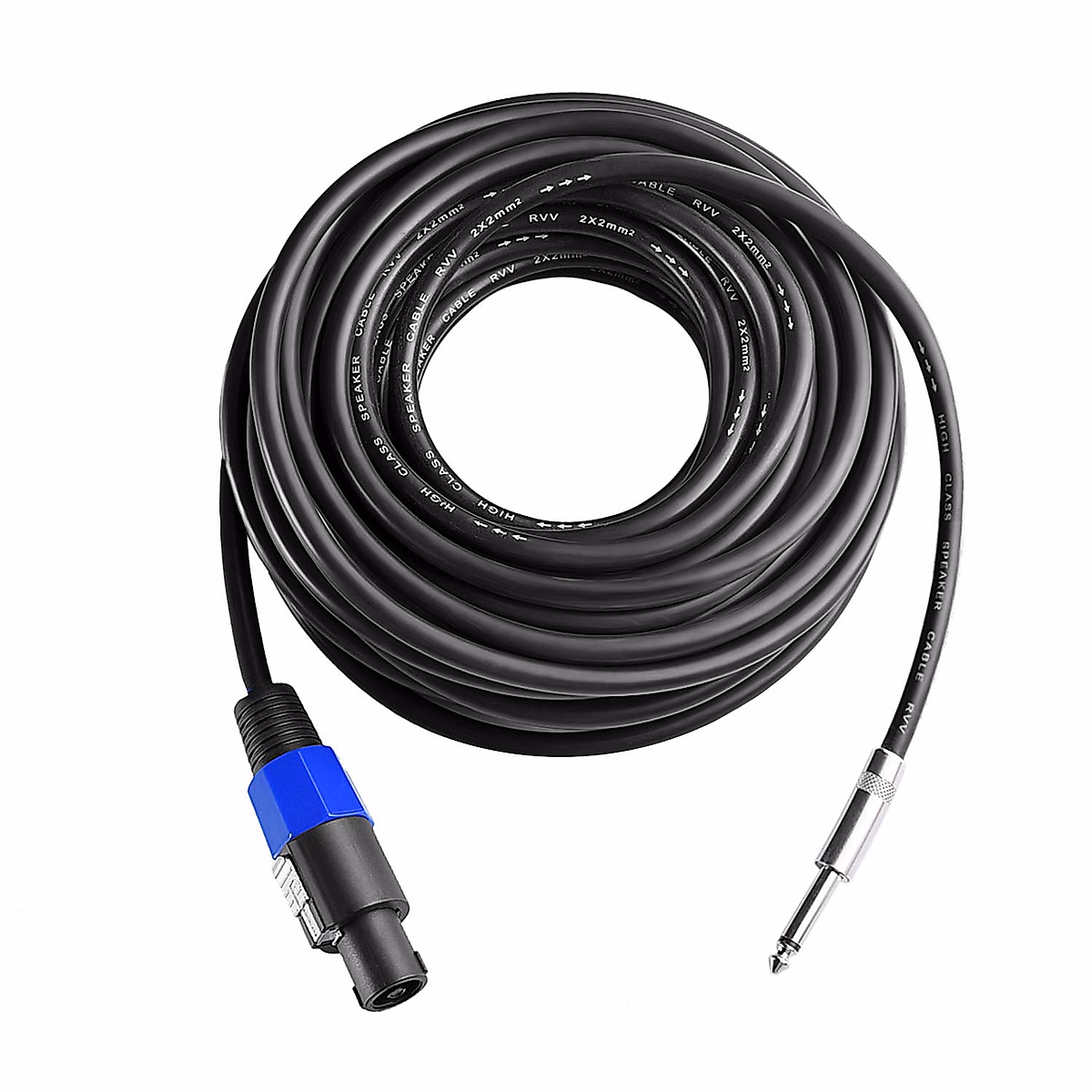 Yoico 2Pcs 3 Feet Professional Speakon to 1/4 Speaker Cable, Pair 3 ft 12 Gauge Speakon to 1/4 Male Inch Audio Amplifier Connection Heavy Duty Cord Wire with Twist Lock