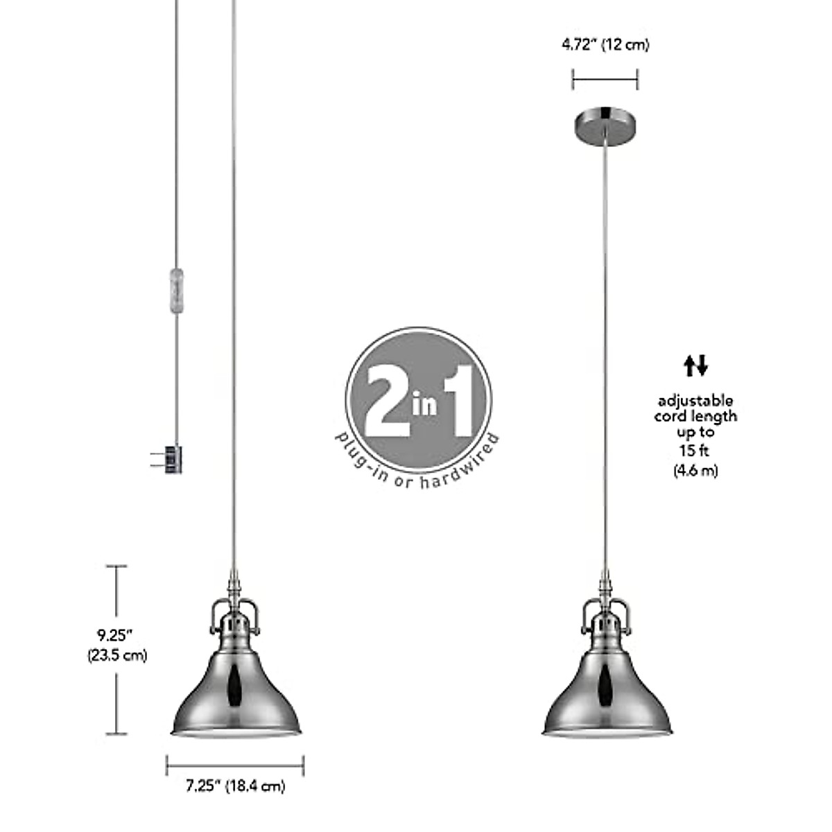 Globe Brushed Nickel Metallic 1 lights Pendant Light