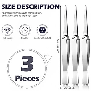 Minatee 3 Pieces Reverse Tweezers Locking Tweezers for Crafting Cross Locking Electronics Tweezers Reverse Action Forceps Reverse Tension Tweezers Stainless Steel Craft Jewelry Electronics Laboratory