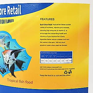 SOUTH SHORE RETAIL, LLC Premium Tropical Fish Food Flakes - 2.5lb Bulk Fish Food| Nutritionally Balanced Fish Food| Tropical Flakes with Color| Nutritious Diet with Shrimp, Plankton, and Spirulina