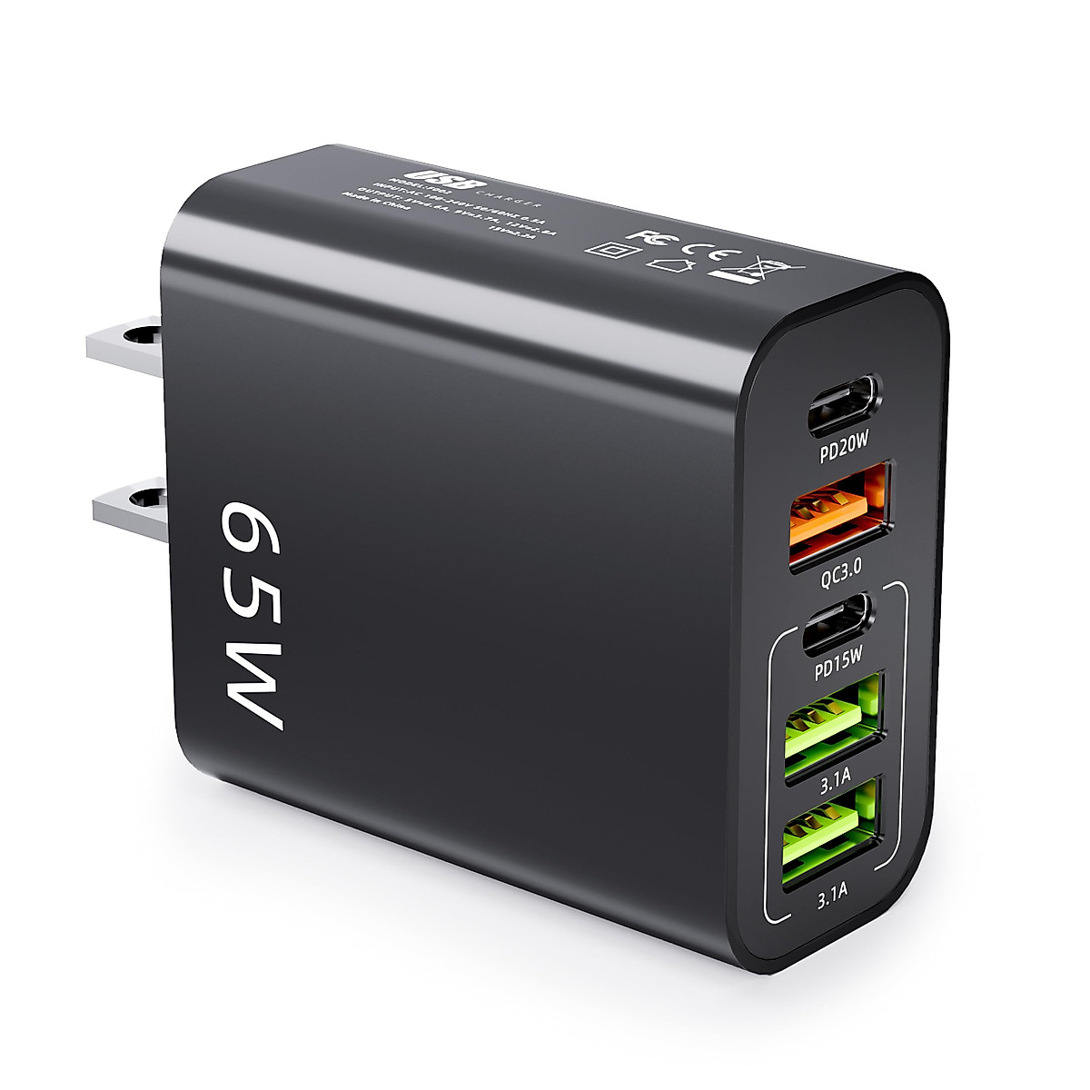 65W 5-Port USB C Wall Charger for Fast Charging