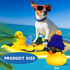 Chivao 12 Pcs Mini Rubber Ducks with Sunglasses/ Glasses and Hats/ Necklace, Cruise Rubber Ducks in Bulk Valentine‘s Day Gift Small Bathtub Toy for Hiding Party Favor(Lovely Style,Yellow)