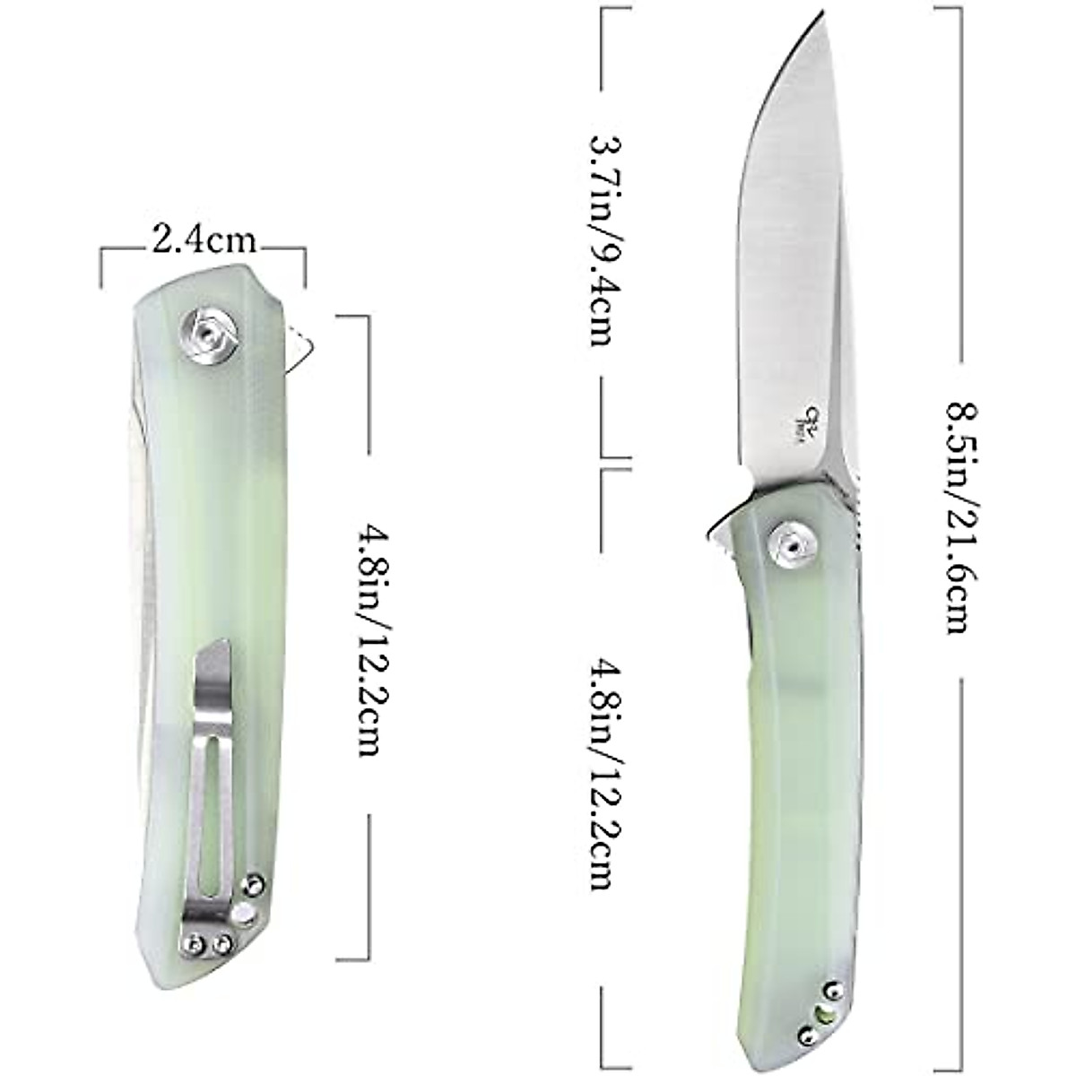 Eafegrow CH3002-G10 Folding Camping Knives 3.7 inch D2 Blade and G10 Handle Pocket Knives Outdoor Hunting Knife Tactical Folding Knives (jade)