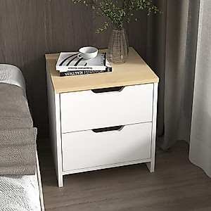 Homy Casa Inc MALVALES Night Stand 2 Levels Tables, Brown/White