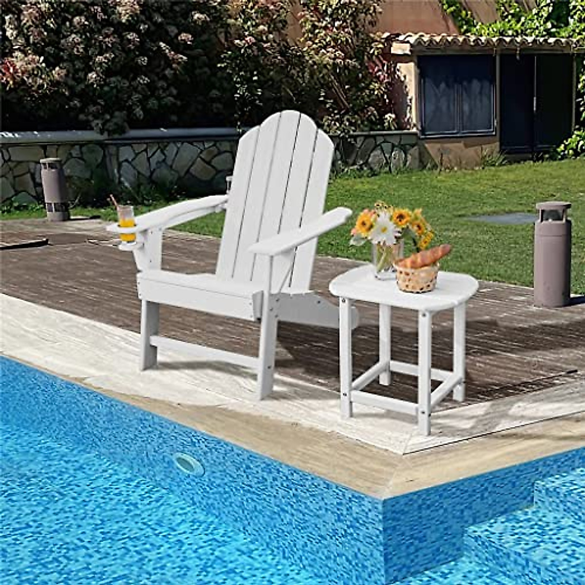 FKSDHDG Recliner and Folding Food Set All Weather Outdoor White