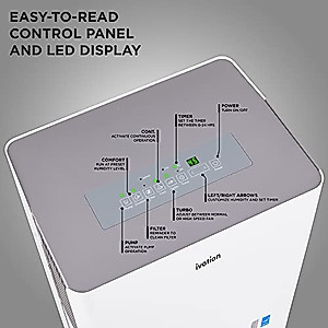 Ivation 4,500 Sq. Ft Energy Star Dehumidifier With Pump, Large Capacity Compressor De-humidifier for Big Rooms and Basements with Continuous Drain Hose Connector and Pump, Auto Shutoff and Restart