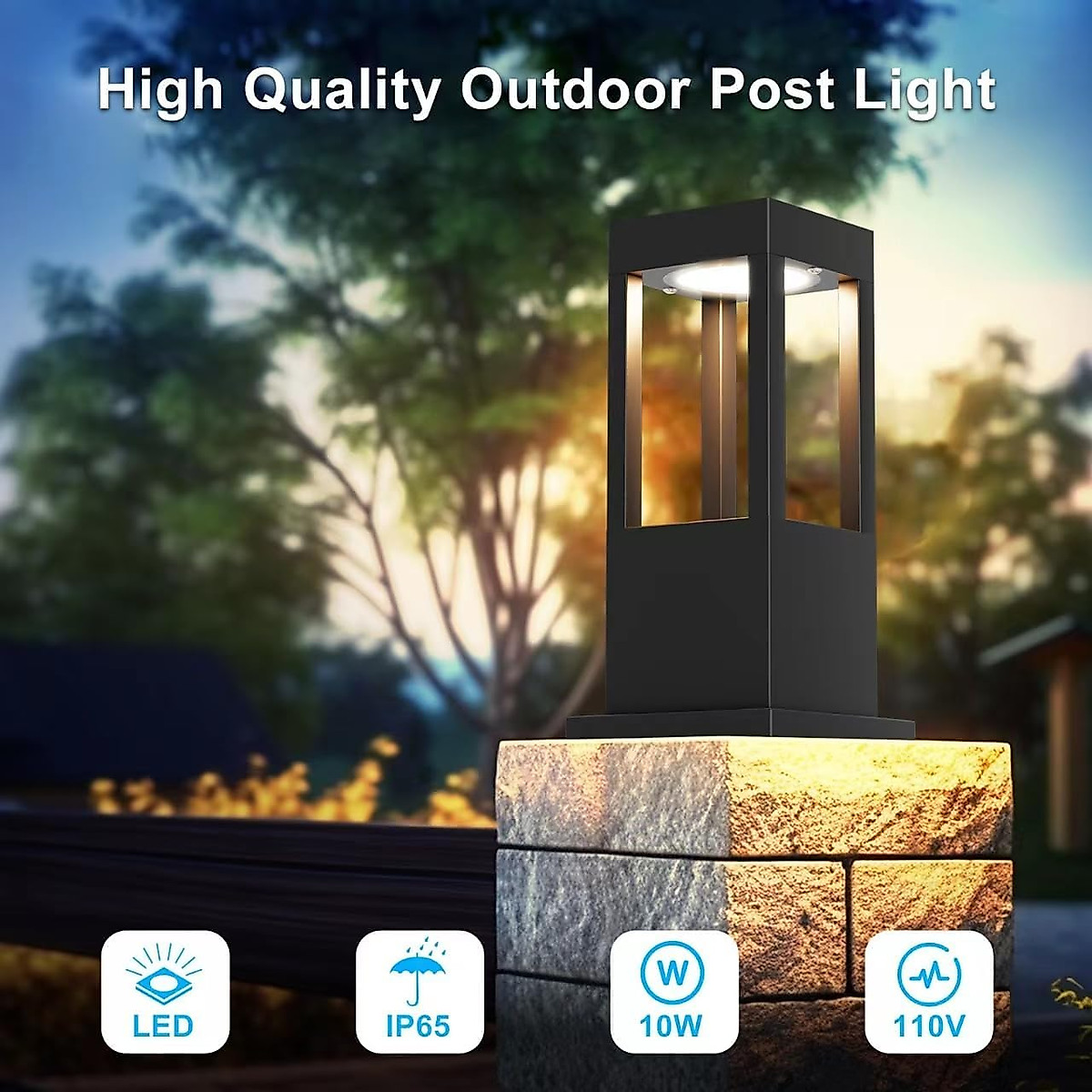 DMOYS Modern Landscape Path Light, Outdoor IP65 Waterproof Post Light Fixture, LED Minimalist Garden Floor Lamp Pillar Lantern Column Lamp for Lawn, Patio, Courtyard and Driveway Decoration