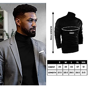 Utopia Wear Premium Mens Shirt, Cotton Blend Knitted Turtleneck Men T-Shirt Pullover Sweater, Black, XX-Large