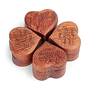 Ring Box Heart - Handmade Wooden Ring Box for Proposal, Rustic Vintage Ring Bearer Box, Wooden Ring Box Heart Shape Ring Box (Will You Marry Me - Heart)