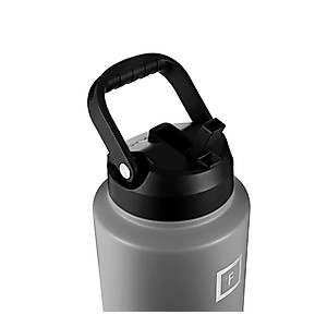 IRON °FLASK Straw Lid for One Gallon Jug, 128 Oz, Hydro Insulated Sports Modern Water Bottles, Simple BPA Free, 4 Straws, 2 Cleaning Brushes