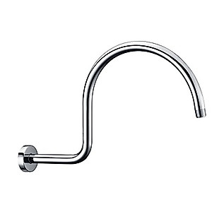 Purelux High Arc Shower Arm Water Outlet PJ1611 with Gasket Flange 17 Inches Long Reach Made of Stainless Steel, Chrome Finish Rainfall Shower Head Extension