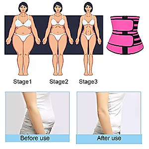 YUANGUNGUN Waist Trainer for Women Men,Adjustable Body Shaper,Waist Trimmer Cincher with Dual Belly Band for Weight Loss Slimming Sauna Sweat Belt Back Support for Fitness Workout Gym (Size S) Rose