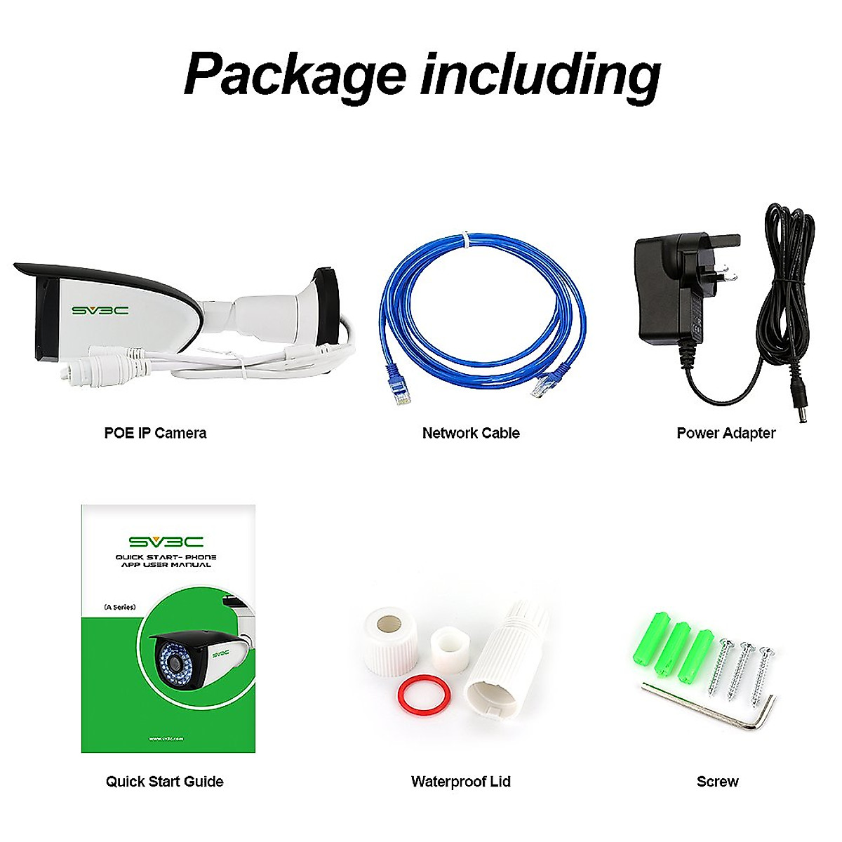 SV3C 4MP POE IP Camera, Outdoor POE Security Camera, Two Way Audio, 36pcs Lights HD 65-100FT Night Vision Home Surveillance Camera, Motion Detection, IP66 Waterproof, RTSP, H265, Blueiris NVR, ONVIF