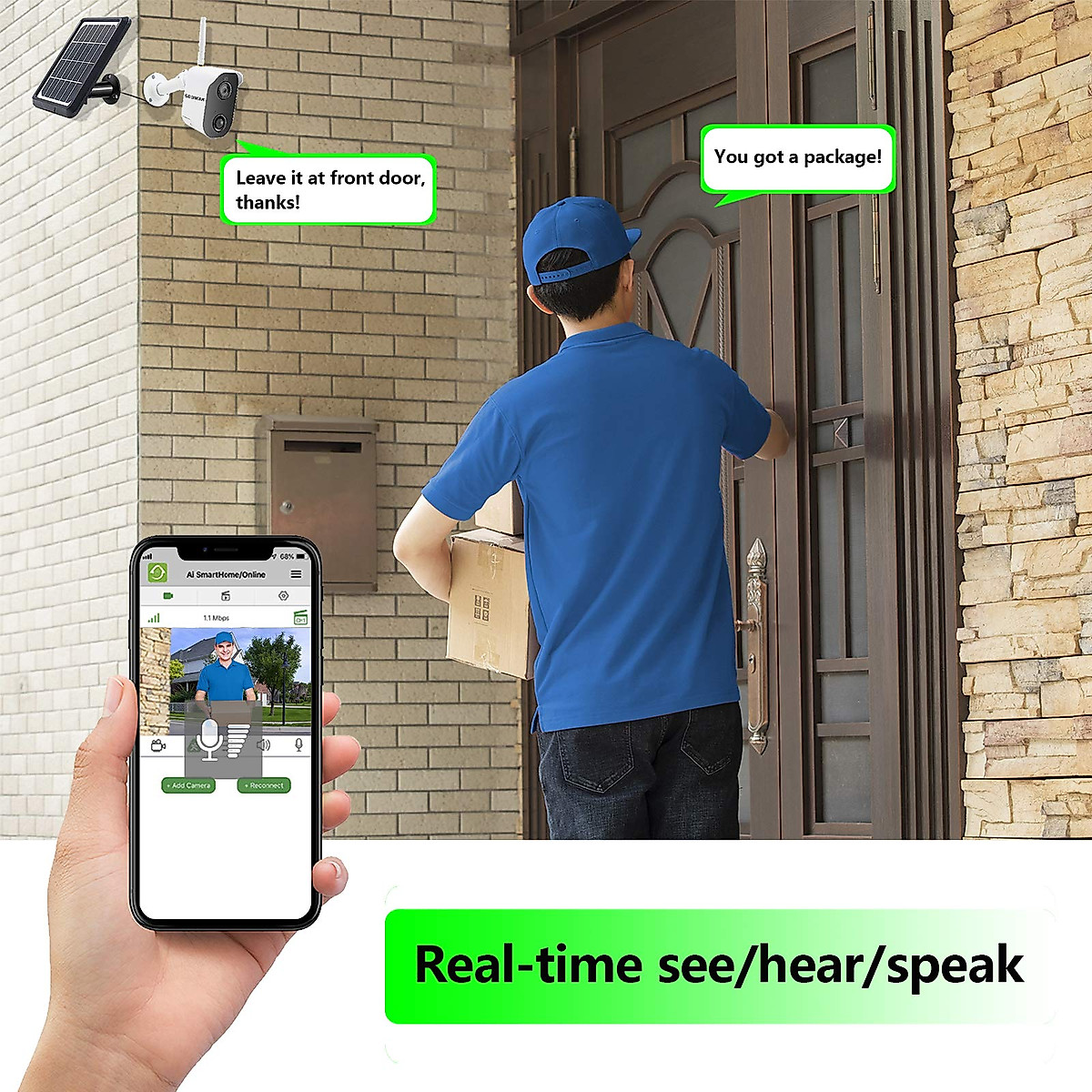 Alrolink 4CH Wireless Solar Security Camera System 1080p, Night Vision, 2-Way Audio, PIR Motion Sensor, Indoor/Outdoor Surveillance with 4 Battery Cameras and Solar Panels, APP Remote Access