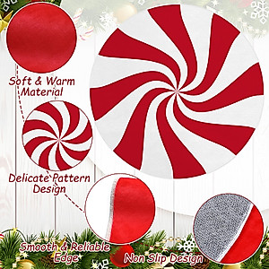 Moucuny Christmas Round Rug Large Christmas Area Rug Washable Christmas Rug Runner Non Slip Rug Carpet for Xmas Holiday Entryway Living Room Bedroom Indoor Decoration(Red,Lollipop)