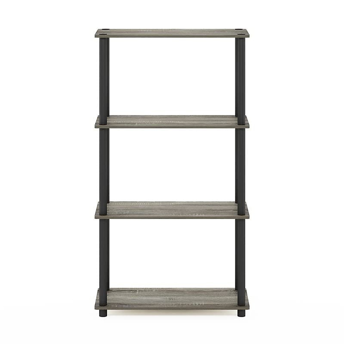 Furinno (99557GYW/BK) Turn-N-Tube 4-Tier Multipurpose Shelf Display Rack - French Oak Grey/Black
