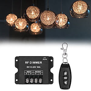 DC 12V-24V LED Dimmer, 3 Keys Remote Control Dimmer, 30A Large Power Dimmer Light Switch for MR16 LED Spotlights LED Recessed Lights LED Strip Lights, 98.4Ft Remote Control Distance