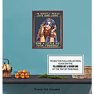 I'm Mostly Peace Love and Light Wall Art - Bohemian Boho Wall Decor - Inspirational Hippy Trippy Hippie Room Decor - Spiritual Motivational Poster - Funny Sayings Quotes - New Age Gifts for Women