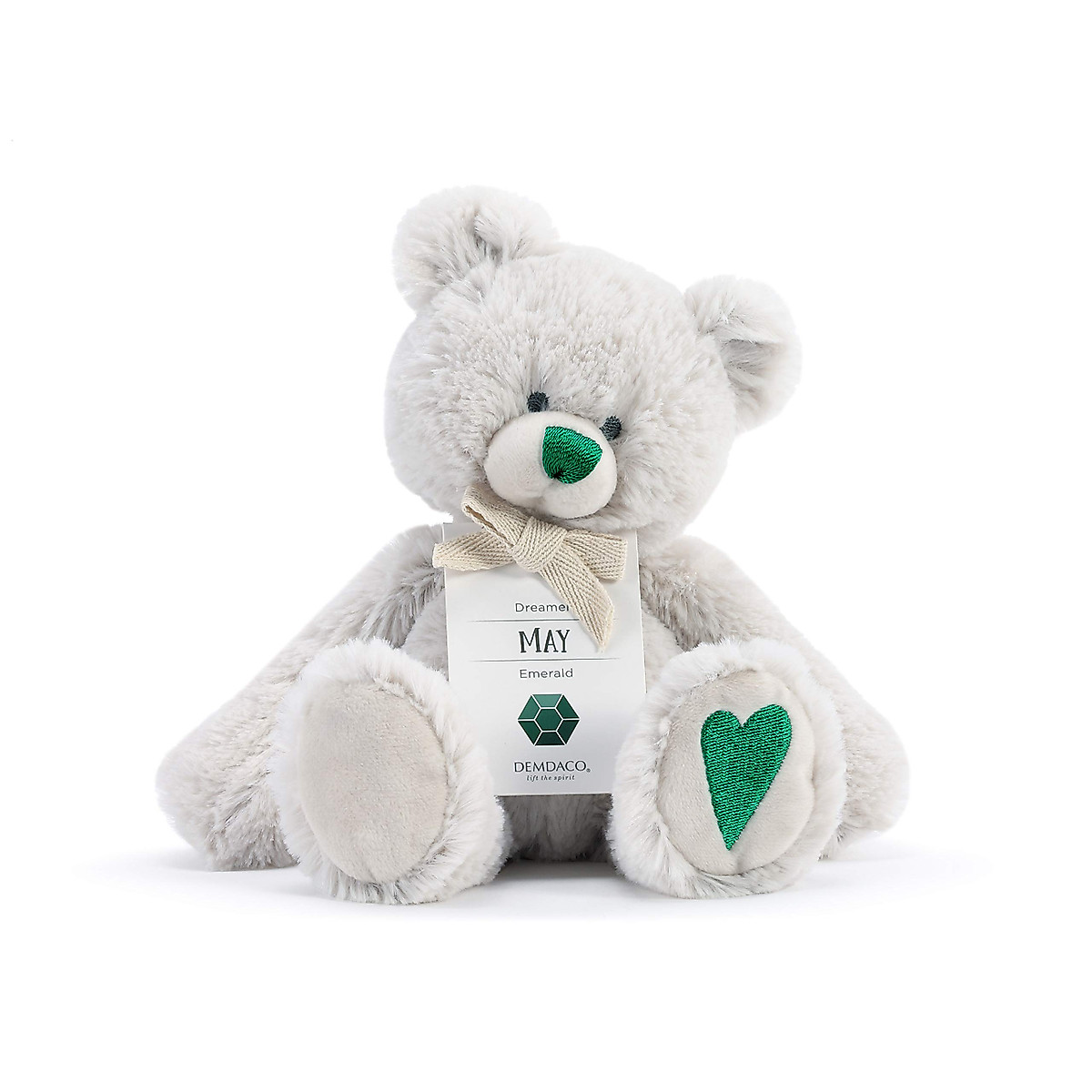 DEMDACO Dreamer Green Emerald Color Heart May Birthstone 8.5 inch Children's Plush Stuffed Animal Toy