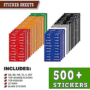 Fantasy Football Draft Board 2023-2024 Kit, Extra Large Board with 580 Player Labels, 2023 Top Rookie, Blank Label