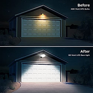 deerdance LED Barn Light, Dusk to Dawn Outdoor Lighting with 80W 10000LM 5000K Daylight, IP65 Waterproof Area Street Light for Farmhouse Barns Garage Yard Warehouse Outdoor Security Lighting