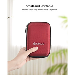 ORICO Hard Drive Case 2.5 inch External Drive Storage Carrying Bag Waterproof Shockproof with Inner Size 5.5x3.5x1.0inch for Organizing HDD and Electronic Accessories, Red(PHD-25)
