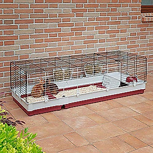 Ferplast Krolik XXL Rabbit Cage with Wire Extension, Rabbit Cage Includes All Accessories & Measures 63.8 L x 23.62 W x 19.68 H Inches, 1-Year Warranty, 63.78 x 23.62 19.62 x 19.68", Multicolor