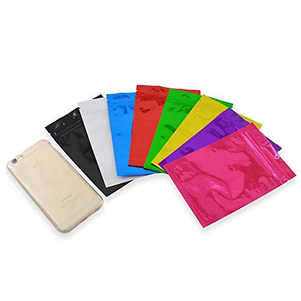 100PCS Metallic Foil Open Top Sealable Bags Double-Sided Color Mylar Foil Flat Heat Sealable Sample Zipper Bag Durable Food Storage Bag With Tear Notches Pouches Bag For Candy Tea Sugar(4"x6")