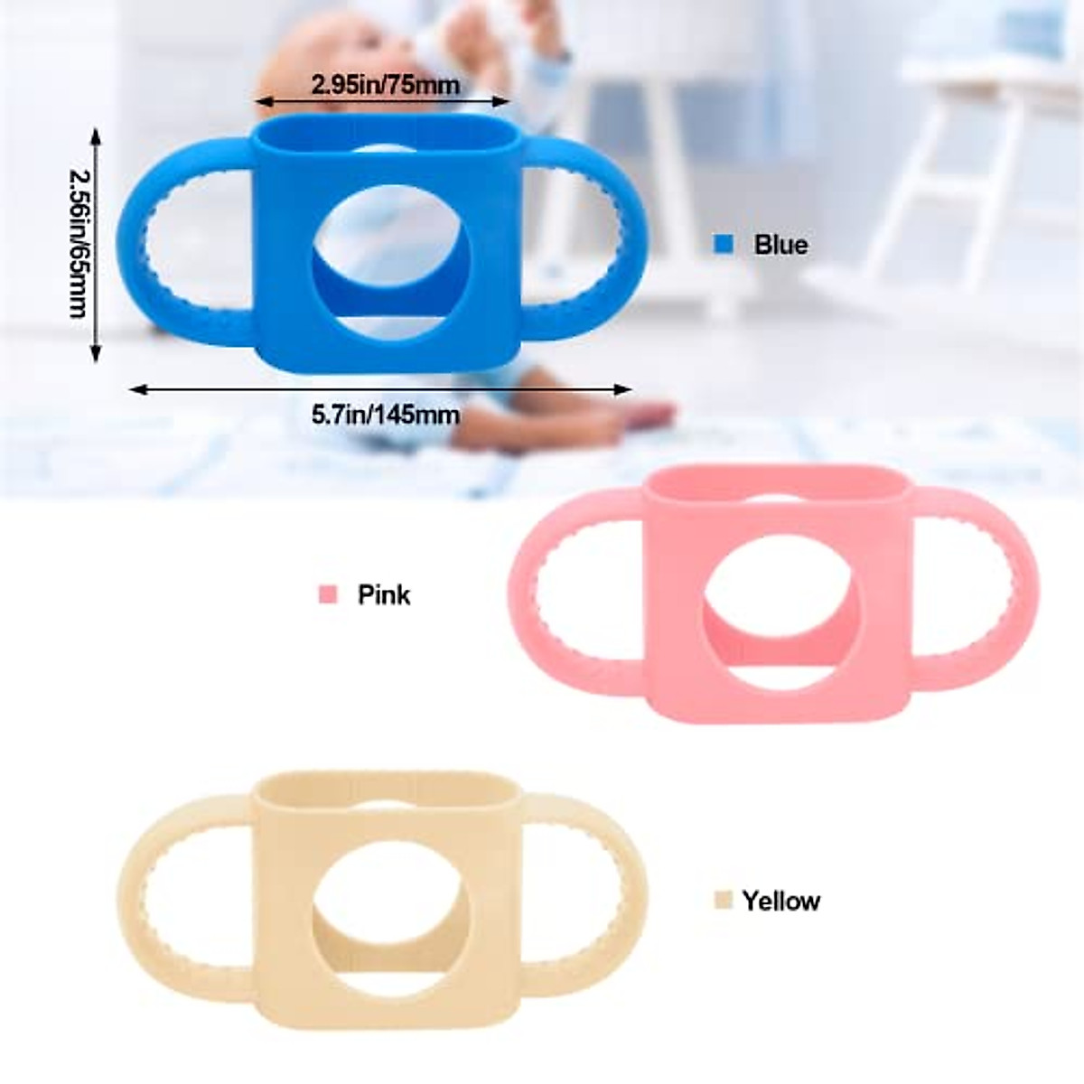 3 Pack Bottle Handles for Dr Brown Baby Bottles, Soft Silicone Narrow Baby Bottles Handles for Easy Grip Handles to Hold Their Own Bottle