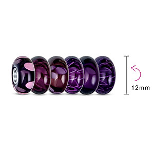 Bling Jewelry Violet Lavender Purple Burgundy Murano Glass Set Of 6 Pieces .925 Sterling Silver Core Spacer Charm Bead Bundle Fits European Style Bracelet For Women For Teen