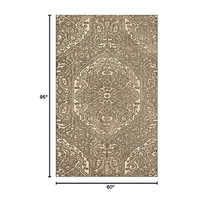 Mohawk Home Francesca Ornamental Medallion Sand 5' x 8' Shag Area Rug Perfect for Living Room, Dining Room, Office