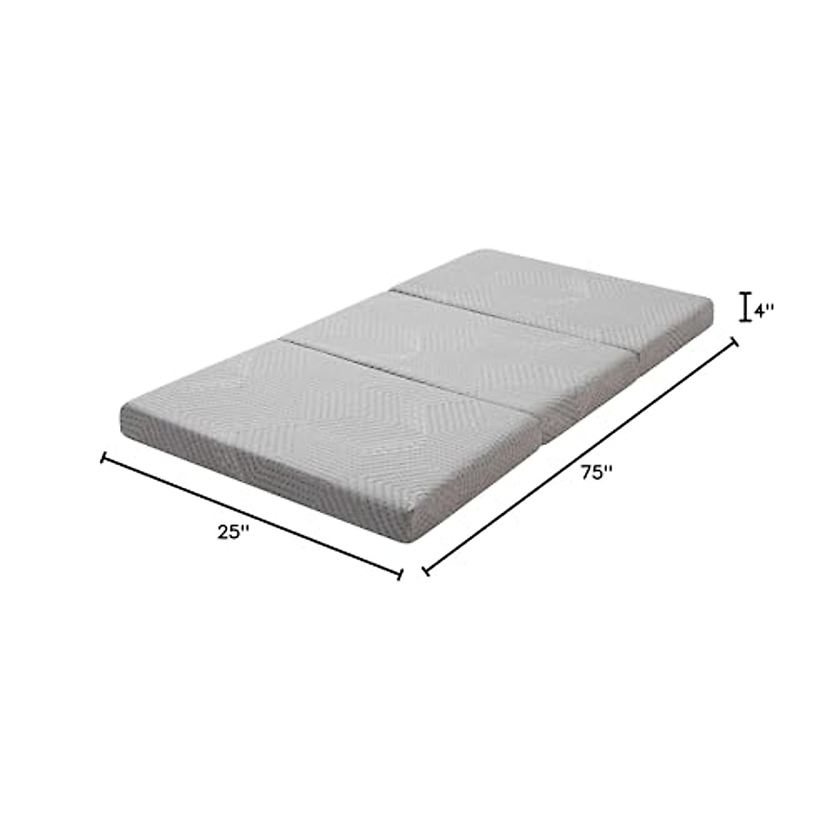 Vyfipt Tri Folding Mattress Single Size,4 Inch Tri Fold Memory Foam Mattress Topper Single Size 75"×25"×4",Grey