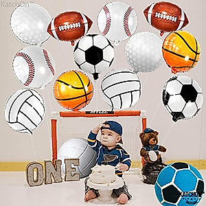 Big 12 Pieces, Mylar Sports Balloons - 18 Inch | Sports Themed Birthday Party Supplies | Soccer Baseball Golf Football Basketball Balloons | Sports Balloon Arch for Sports Birthday Party Decorations