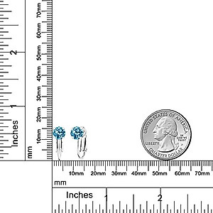 Gem Stone King 925 Sterling Silver Swiss Blue Topaz Clip On Earrings For Women (2.00 Cttw, Gemstone Birthstone, Round 6MM)