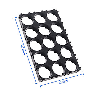 15Pcs 18650 Lithium Battery Cell Holder 3x5 Cell Spacer Bracket Stand Battery Storage Box Protection Board Cylindrical Battery Pack Safety Anti Vibration Plastic Case Box for DIY Fixed 18650 Battery