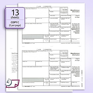 NextDayLabels 1099 MISC Forms for 2023, 4-Part Tax Forms, Vendor Kit of 25 Laser Forms and 25 Self-Seal Envelopes, Forms Designed for QuickBooks and Other Accounting Software