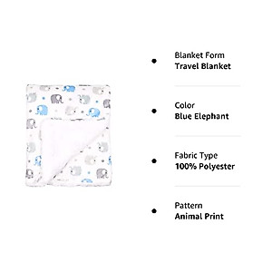 EVERYDAY KIDS Large Ultra Soft Gray and Blue Elephant Minky Baby Blanket for Boys Mink and Sherpa Toddler and Baby Boy Blanket Measures 30 x 40”; Trendy Animal Elephant Baby Nursery Decor