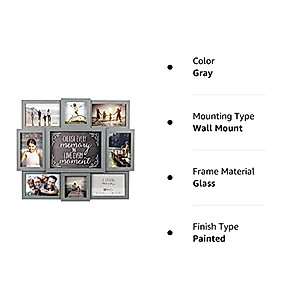 Malden International Designs Gray Cherish Every Moment 8-Opening Sentiment Dimensional Picture Frame Wall Collage