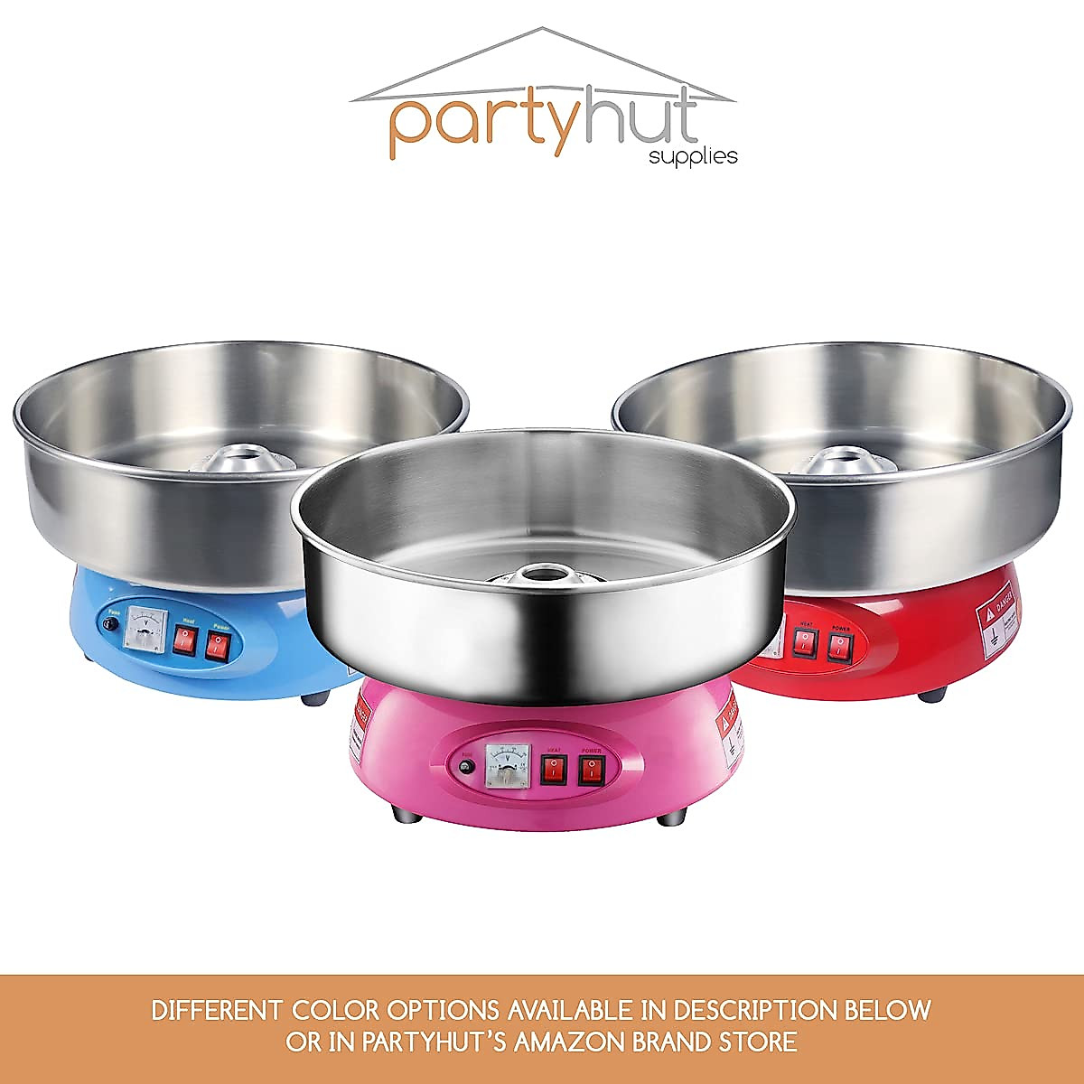 PartyHut Compact Commercial Cotton Candy Machine Party Candy Floss Maker Blue