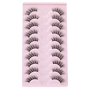 wiwoseo False Eyelashes Half Lashes Strip Natural Wispy Fluffy Faux Mink Lashes 14MM Eyelashes 10 Pairs Pack