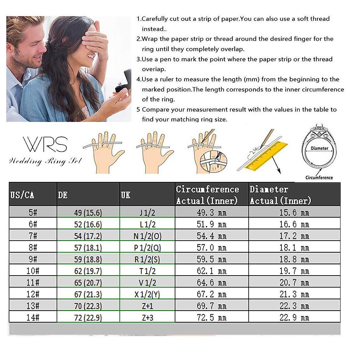 Two Rings His Hers Wedding Ring Sets Couples Matching Rings Women's 2pc White Gold Filled Square CZ Wedding Engagement Ring Bridal Sets & Men's Titanium Wedding Band