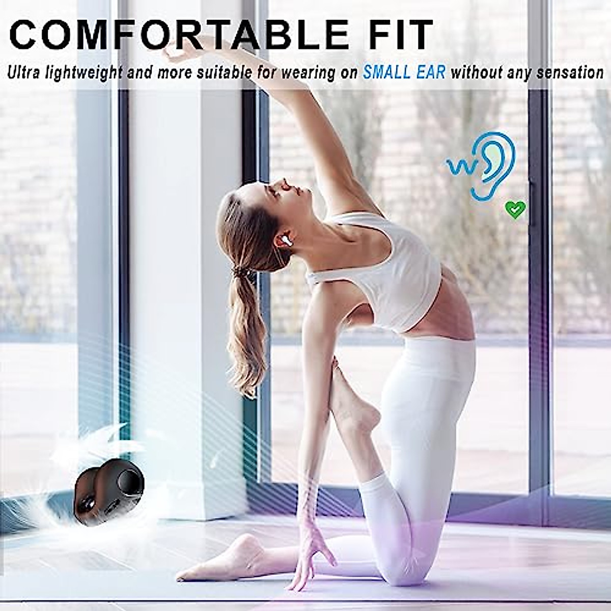 Mudtun Ear Clips Ear Buds Open Ear Bluetooth Headphones Bone Conduction Earbuds for Small Ear Canals, Clip on Earbuds Mini Light-Weight Open Ear Earbuds for Sports Running Cycling Workout, Blue