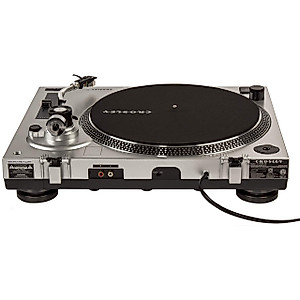 Crosley C100A-SI Belt-Drive Turntable Record Player with Adjustable Counterweight, Silver